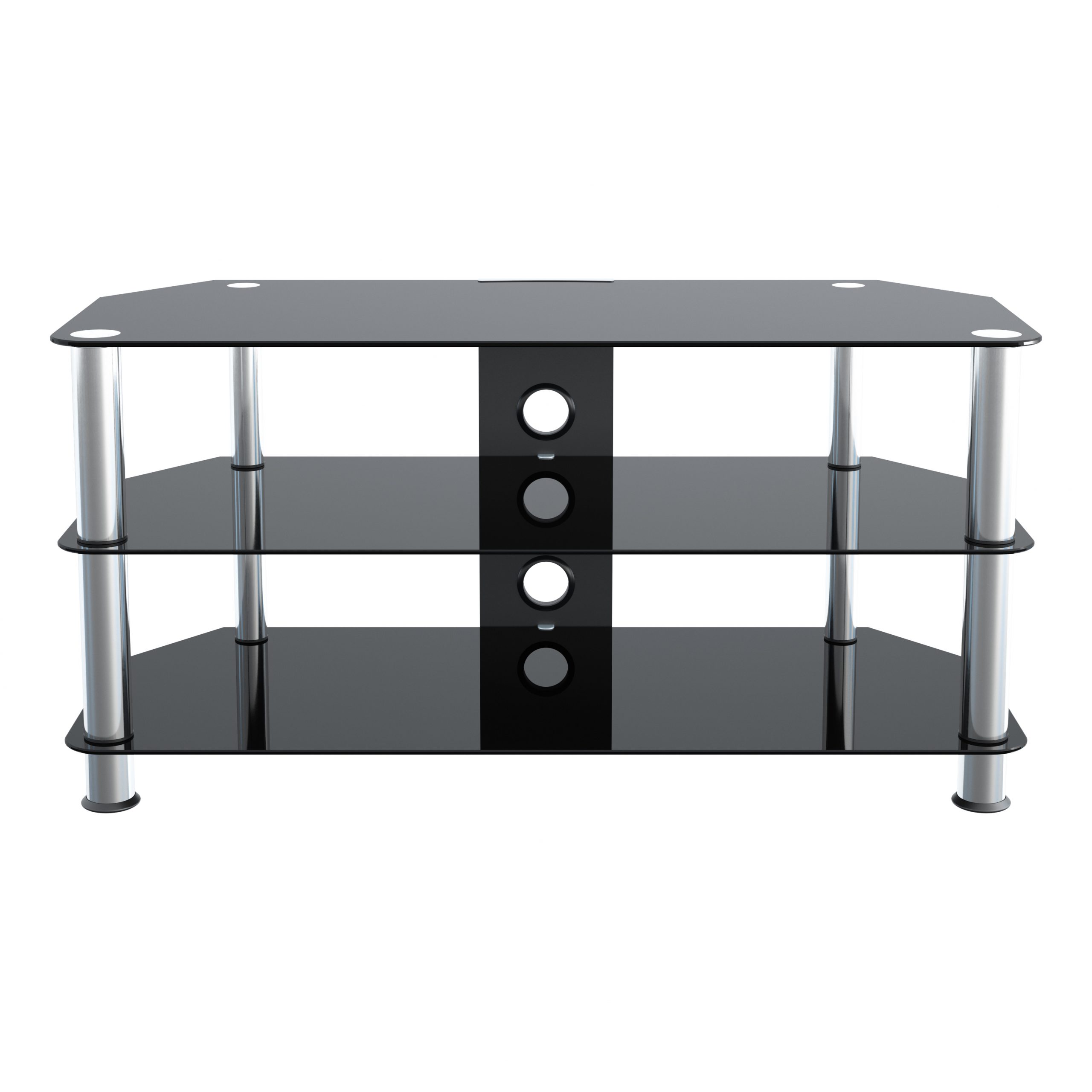 KST100BSCM: Glass Corner TV Stand with Cable Management - Mahara Home
