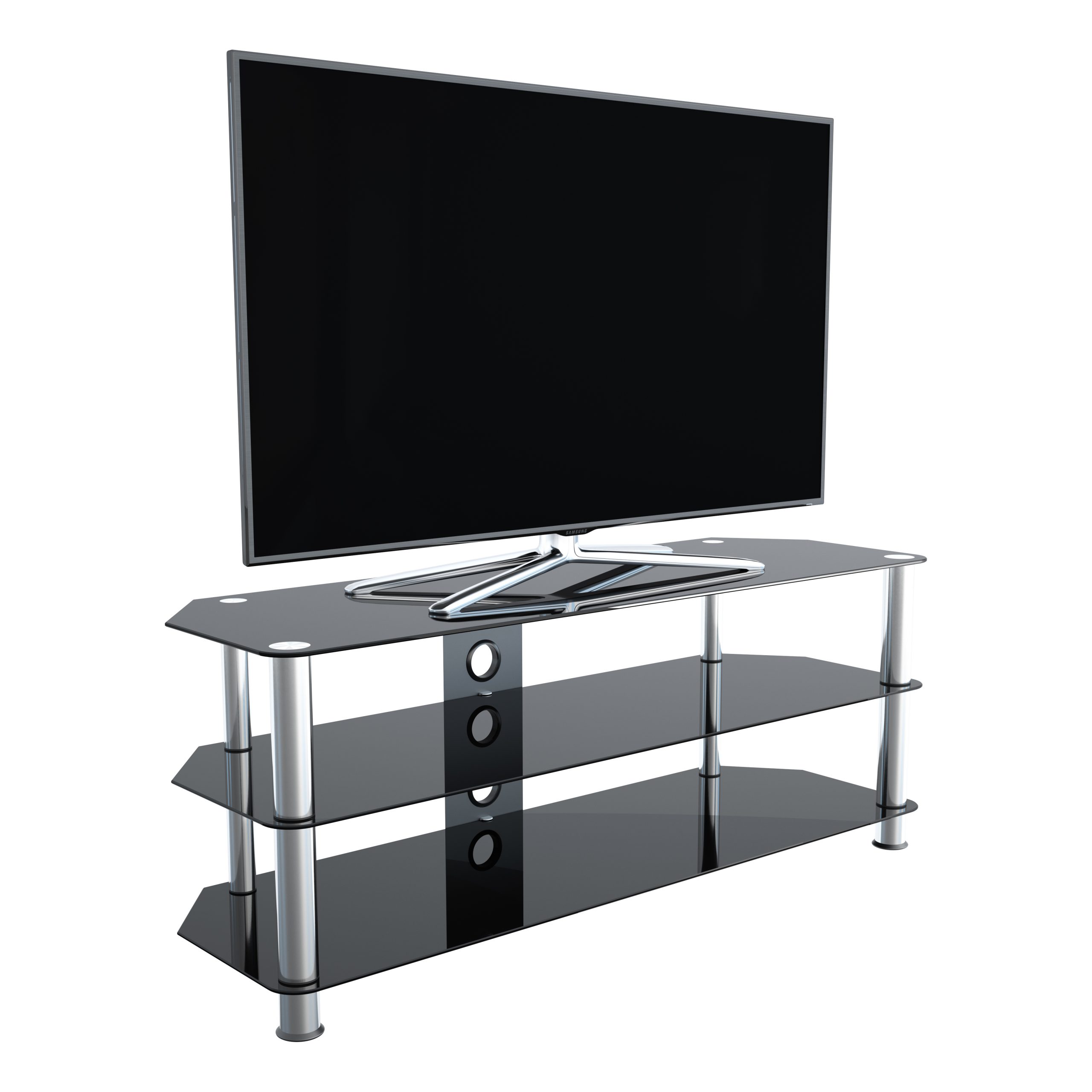 KST125BSCM: Glass Corner TV Stand with Cable Management - Mahara Home