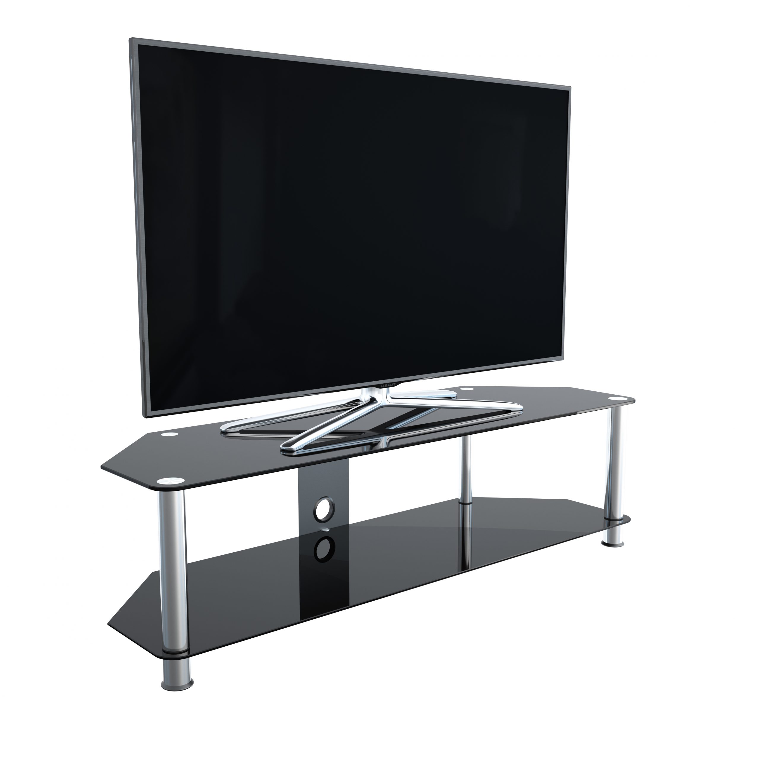 KST140BSCM: Glass Corner TV Stand with Cable Management - Mahara Home