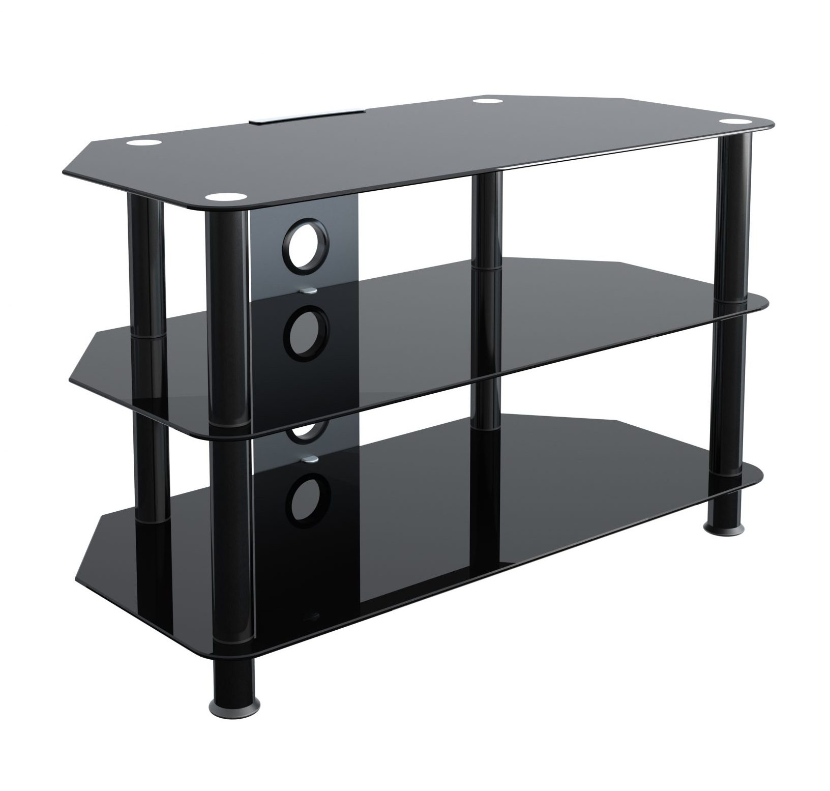 KST80BBCM: Glass Corner TV Stand with Cable Management - Mahara Home