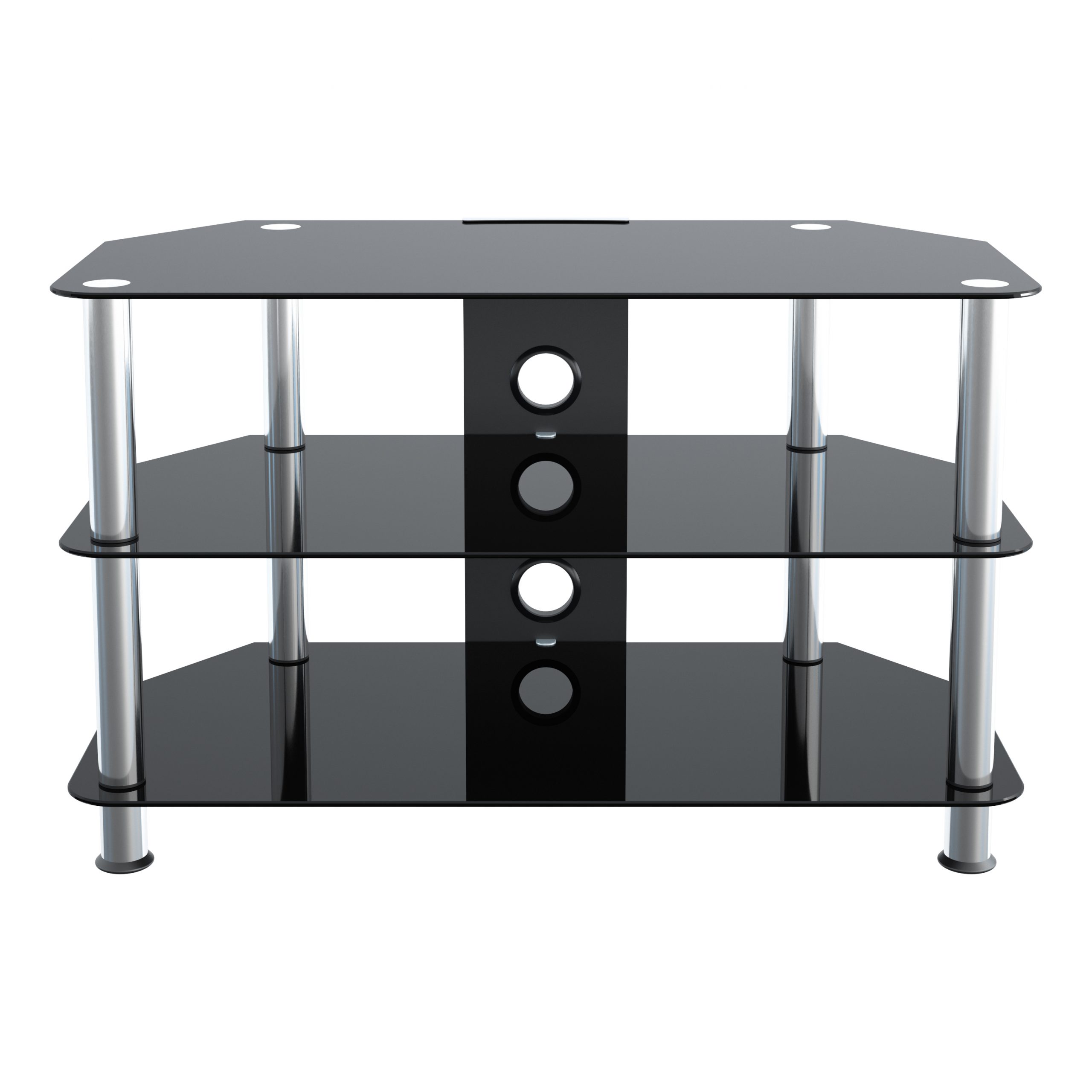 KST80BSCM: Glass Corner TV Stand with Cable Management - Mahara Home